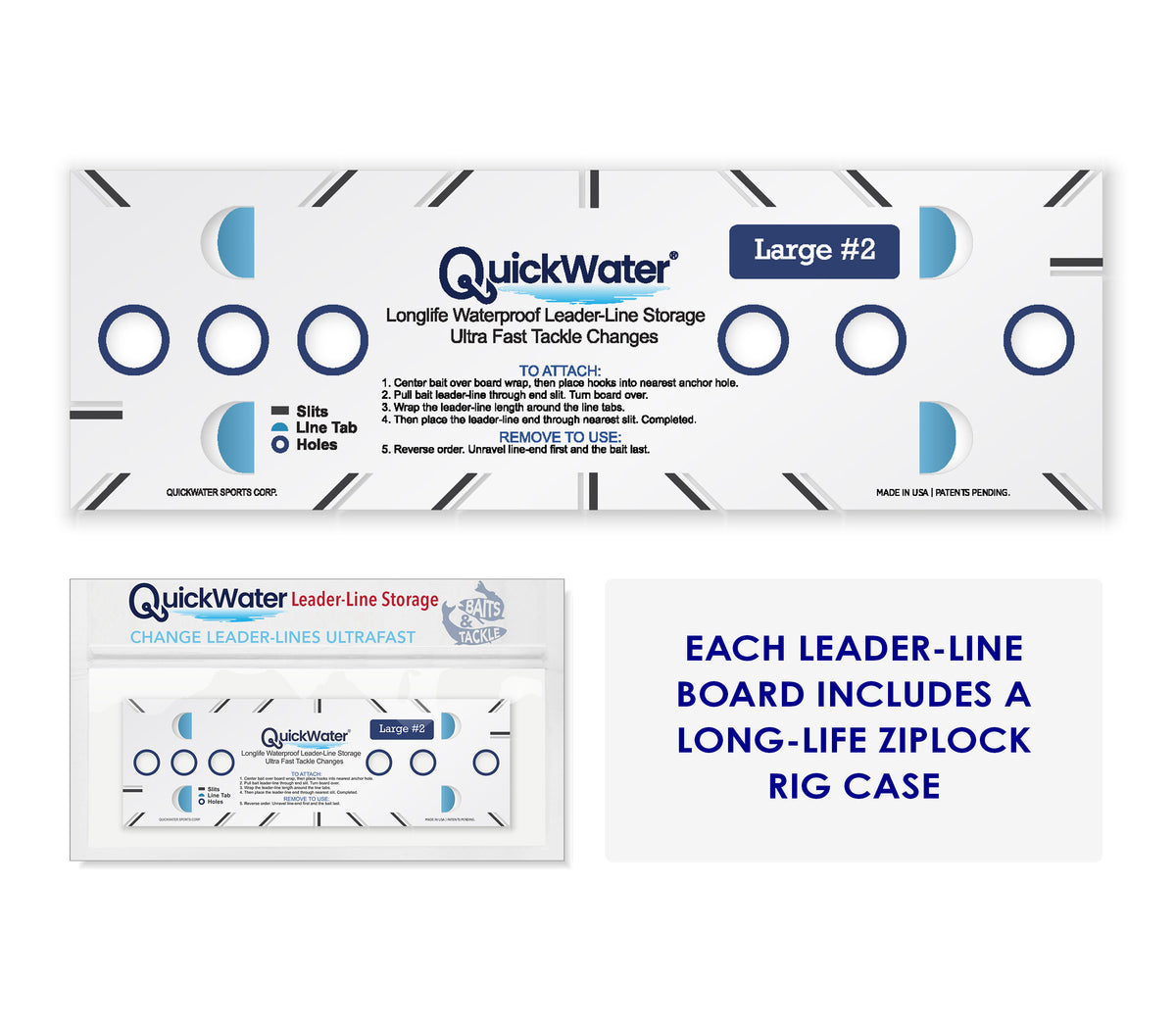Large #2 Leader-line Storage Board - www.quickwaterfishing.com