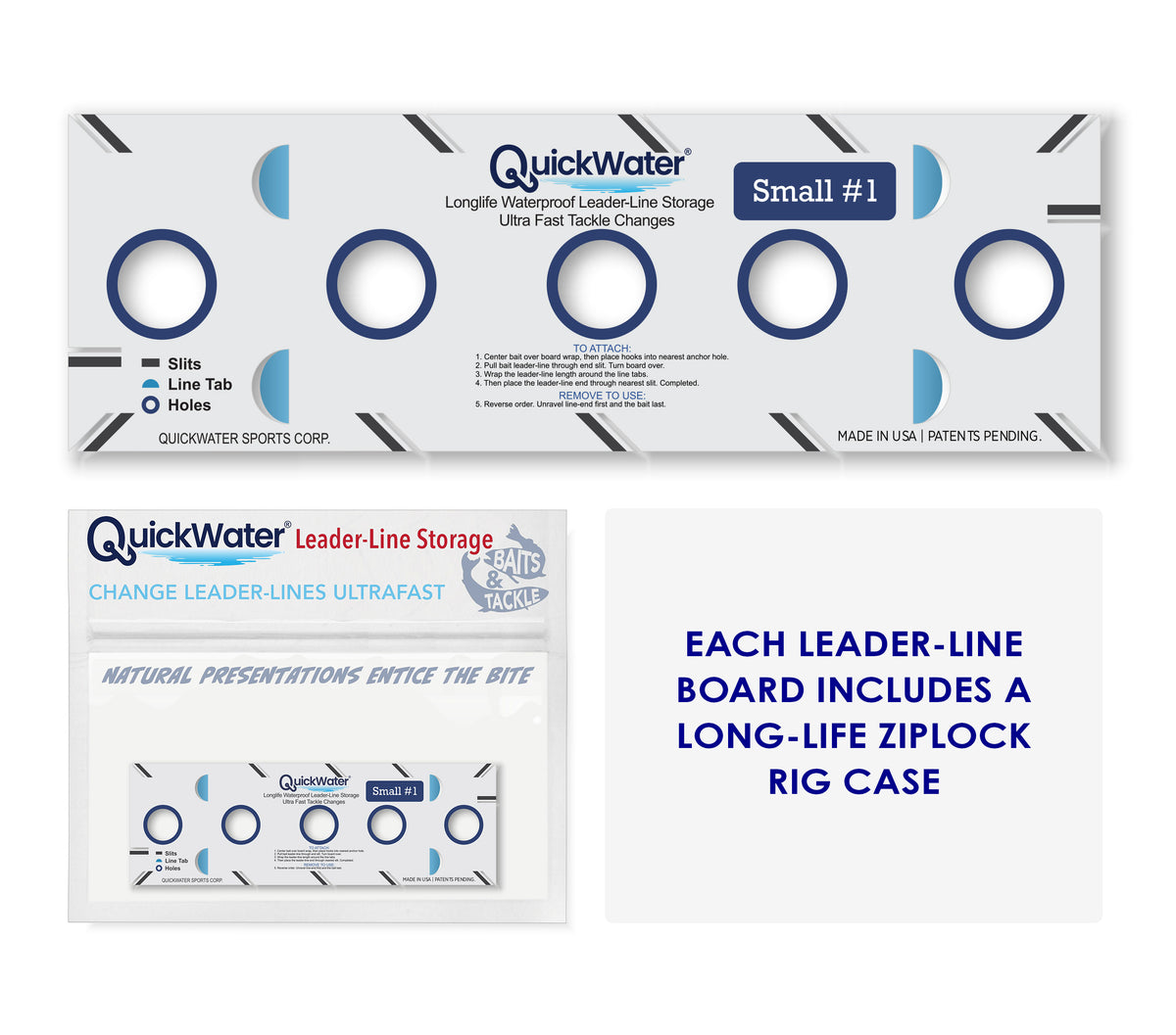 Small #1 Leader-Line Storage Board - www.quickwaterfishing.com